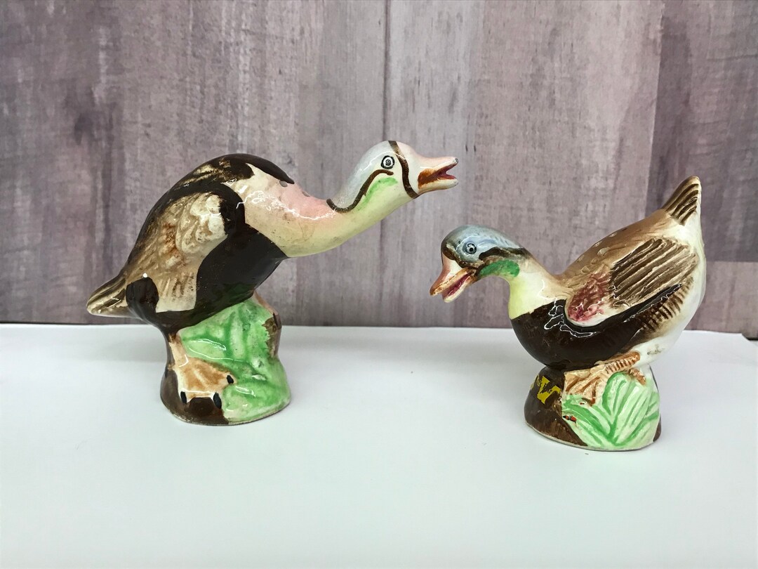 Vintage Pair of Geese Salt and Pepper Shakers Goose Bird Kitchen Decor ...