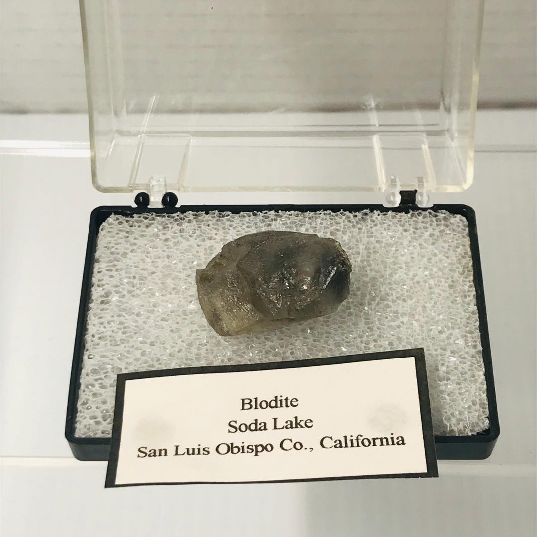 Blodite Thumbnail Mineral Specimen in Display Case From Soda Lake, San ...