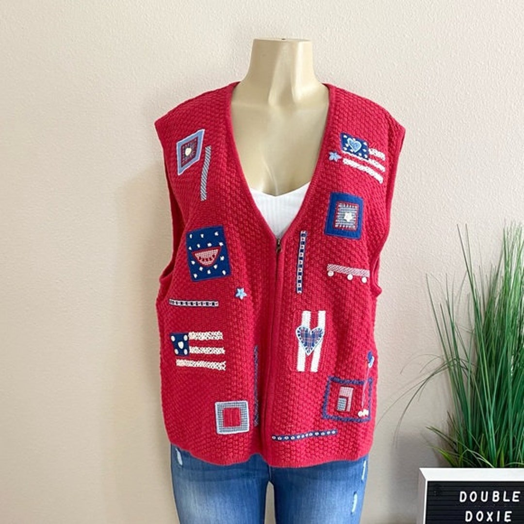 Koret City Blues Vintage Patriotic Sweater Vest Sz L - Etsy