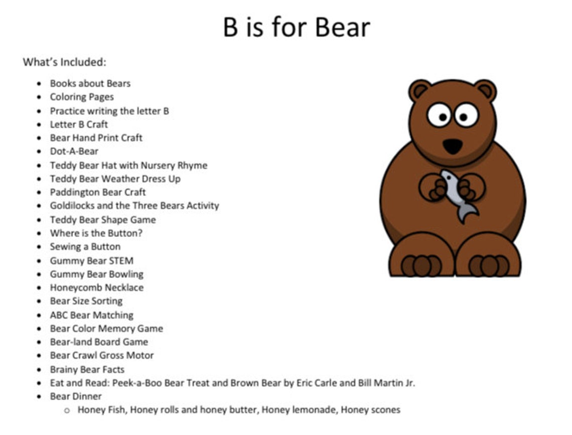 B is for Bear Activity Booklet - Etsy