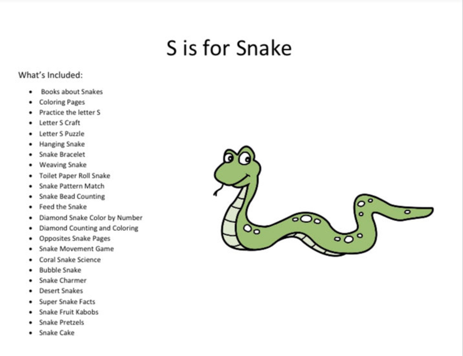 S is for Snake Activity Booklet - Etsy