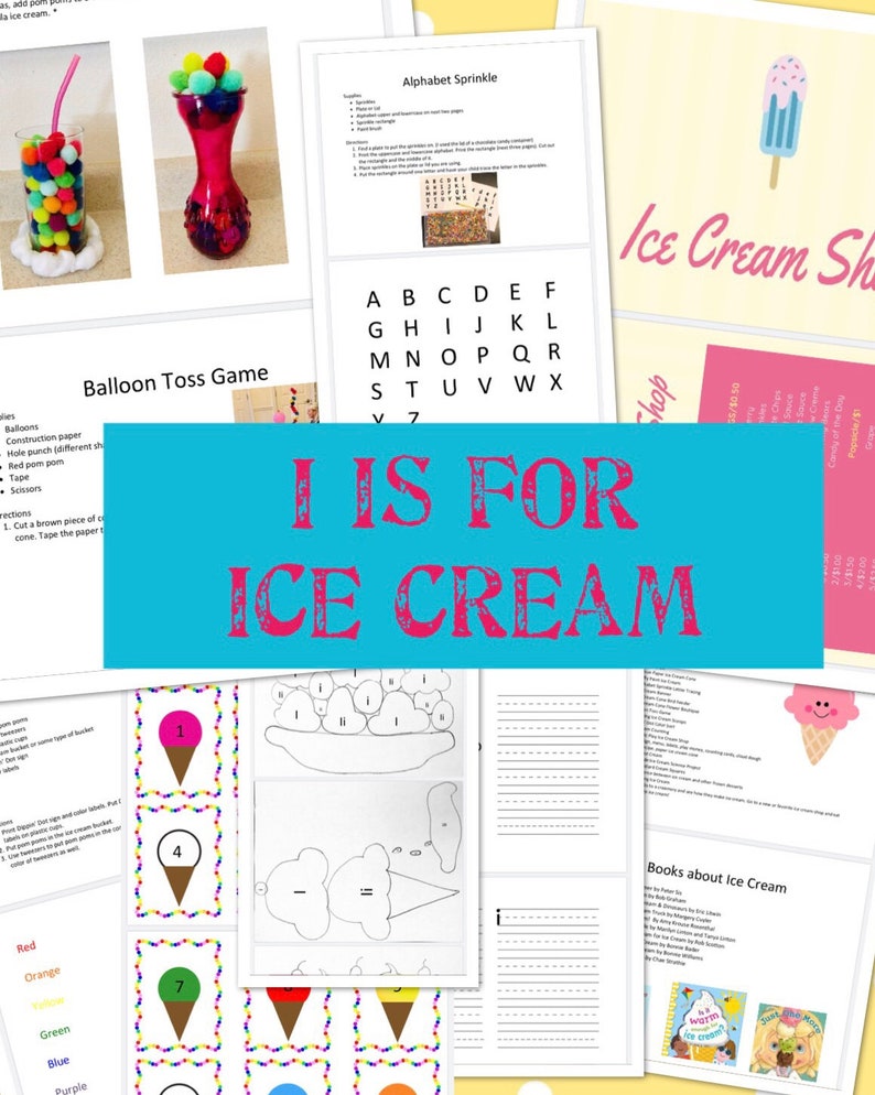 I is for Ice Cream Activity Booklet - Etsy