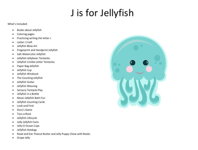 J is for Jellyfish Activity Booklet - Etsy