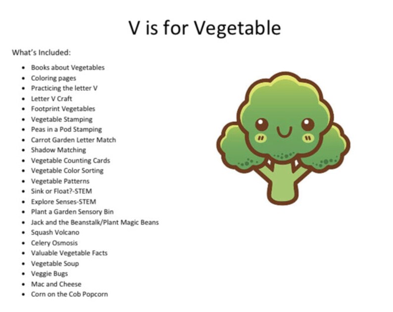 V is for Vegetable Activity Booklet - Etsy