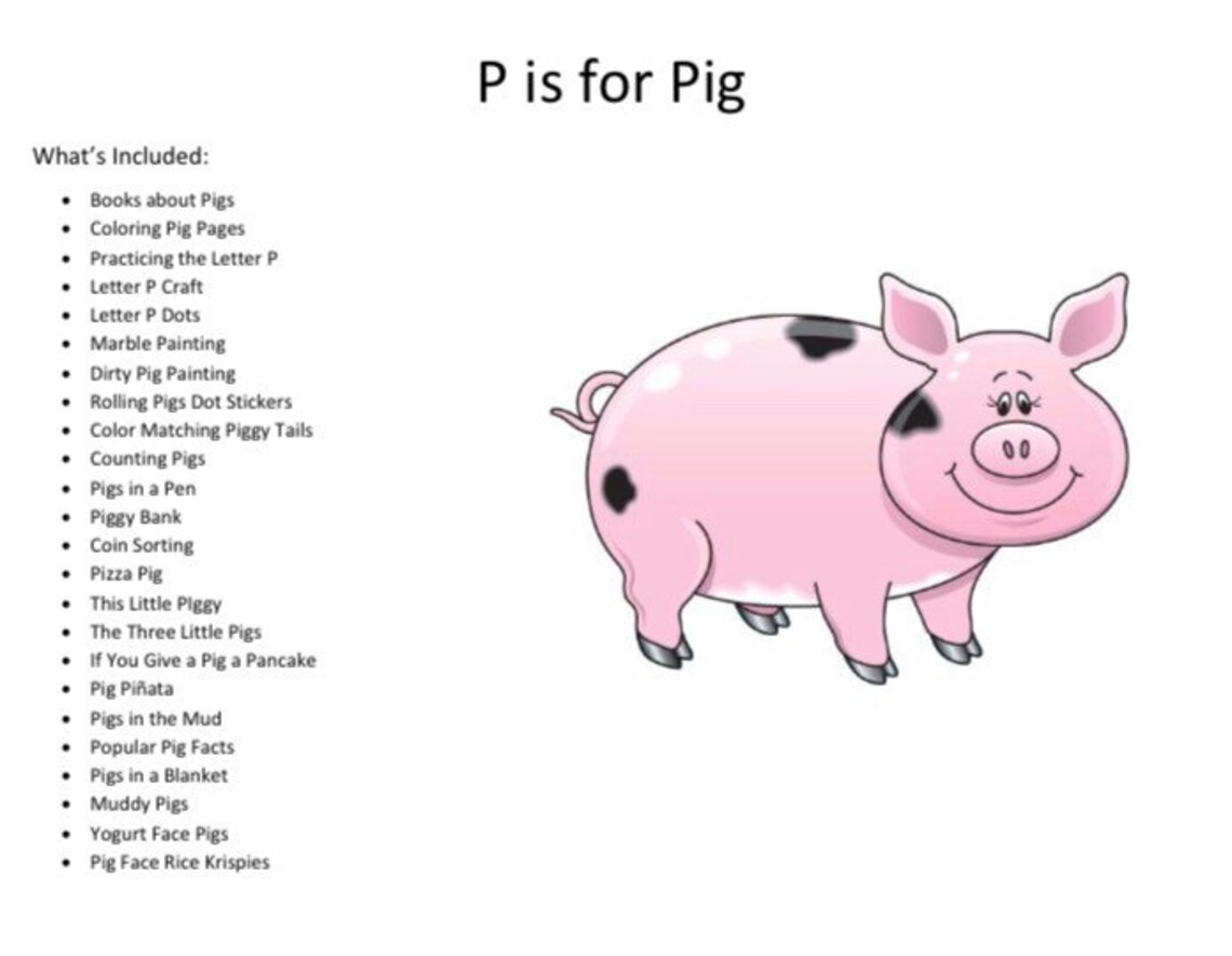 P is for Pig Activity Booklet - Etsy