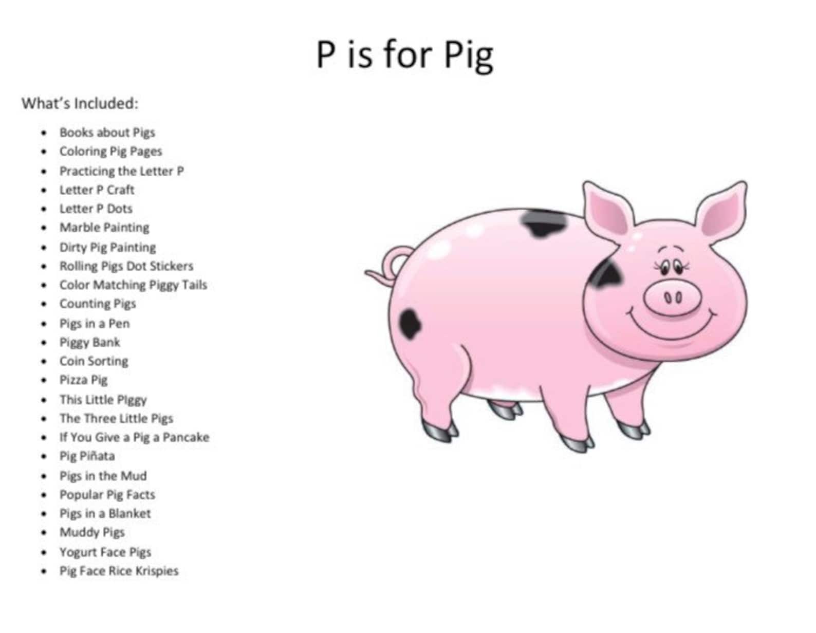 P is for Pig Activity Booklet - Etsy