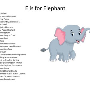 E is for Elephant Activity Booklet - Etsy