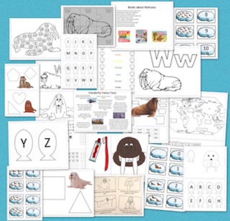 W is for Walrus Activity Booklet - Etsy