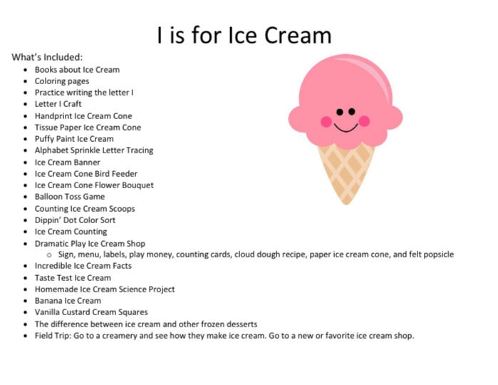 I is for Ice Cream Activity Booklet - Etsy