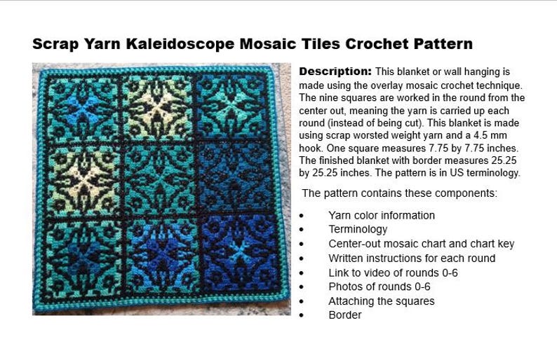 Scrap Yarn Kaleidoscope Mosaic Tiles Crochet Pattern - Etsy