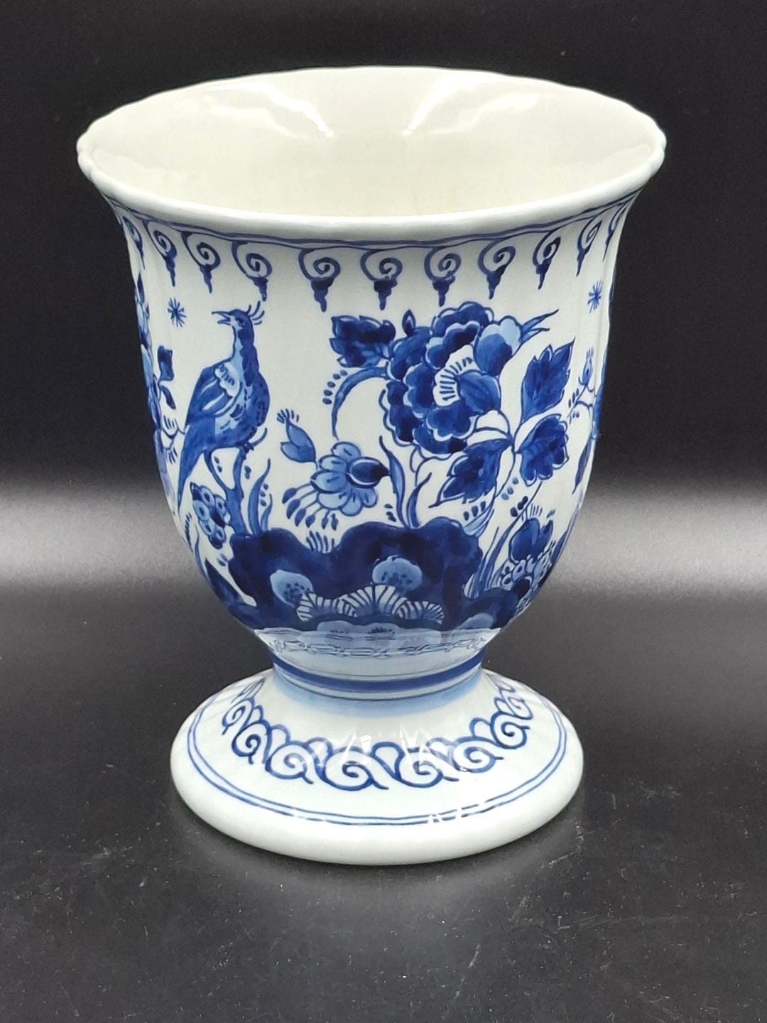 ROYAL Delft Blue Footed Vase With Flowers From Holland Traditional ...