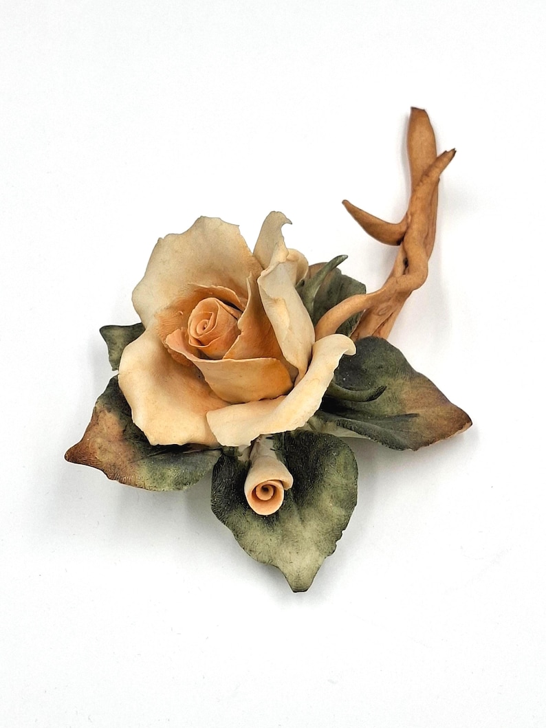 Vintage Capodimonte Porcelain Flower With Stems Rose Figurine Italy ...