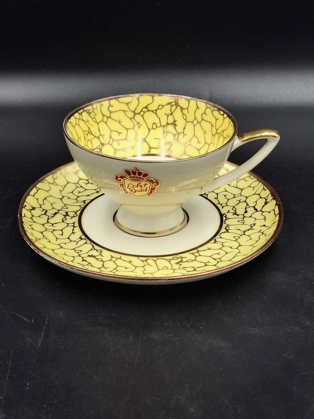 Real Gold Tea Mokka Coffee Pair Suisse Cup Saucer Porcelain Sevelen ...