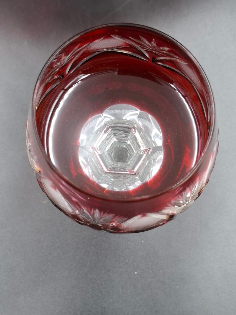 Vintage 4pic Dresden Red Crystal Wine Glass Goblets Ruby Handmade ...