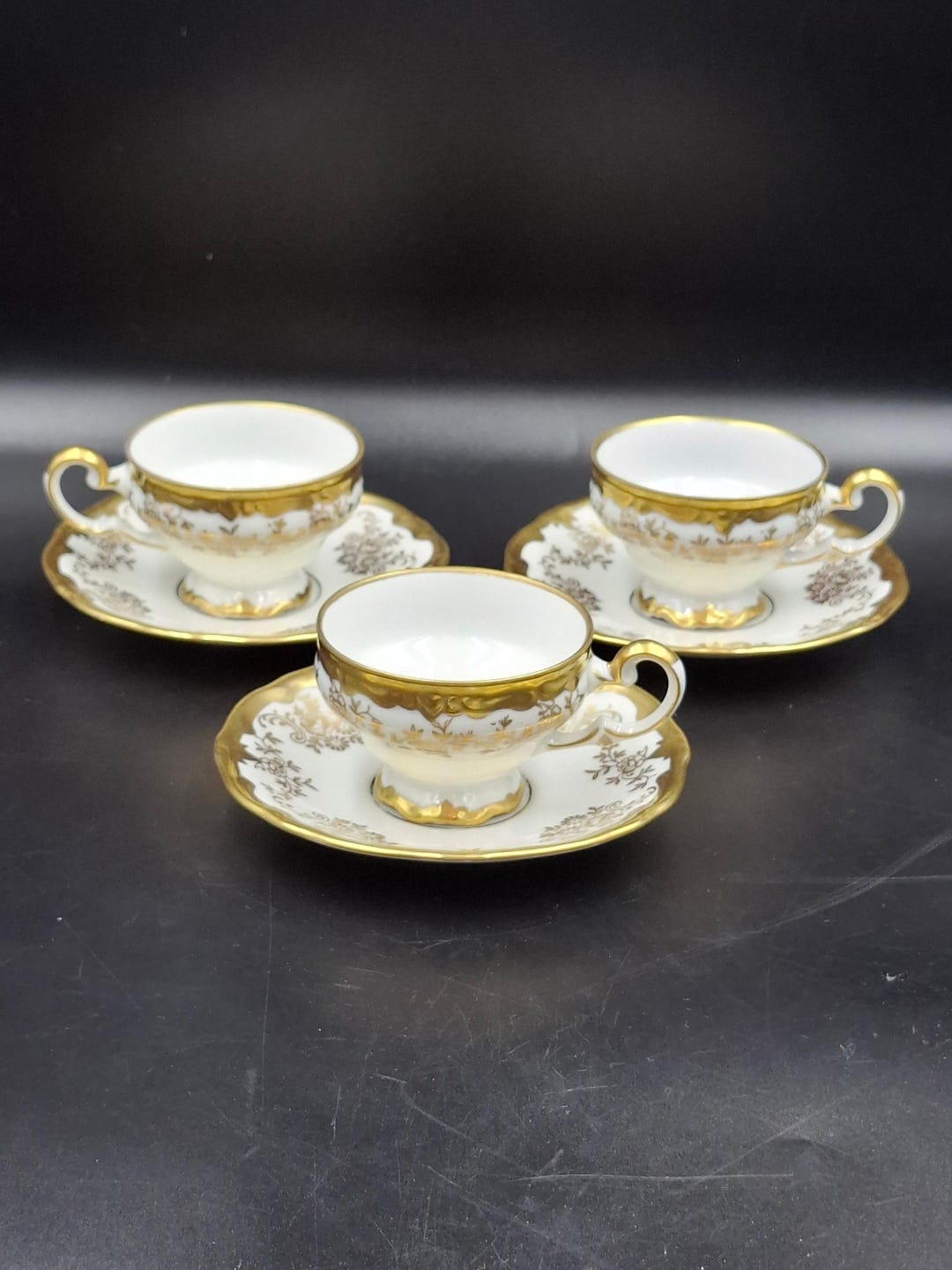 Weimar Tea Coffee Pair Сup &saucer White Сobalt With Gilding Katharina ...