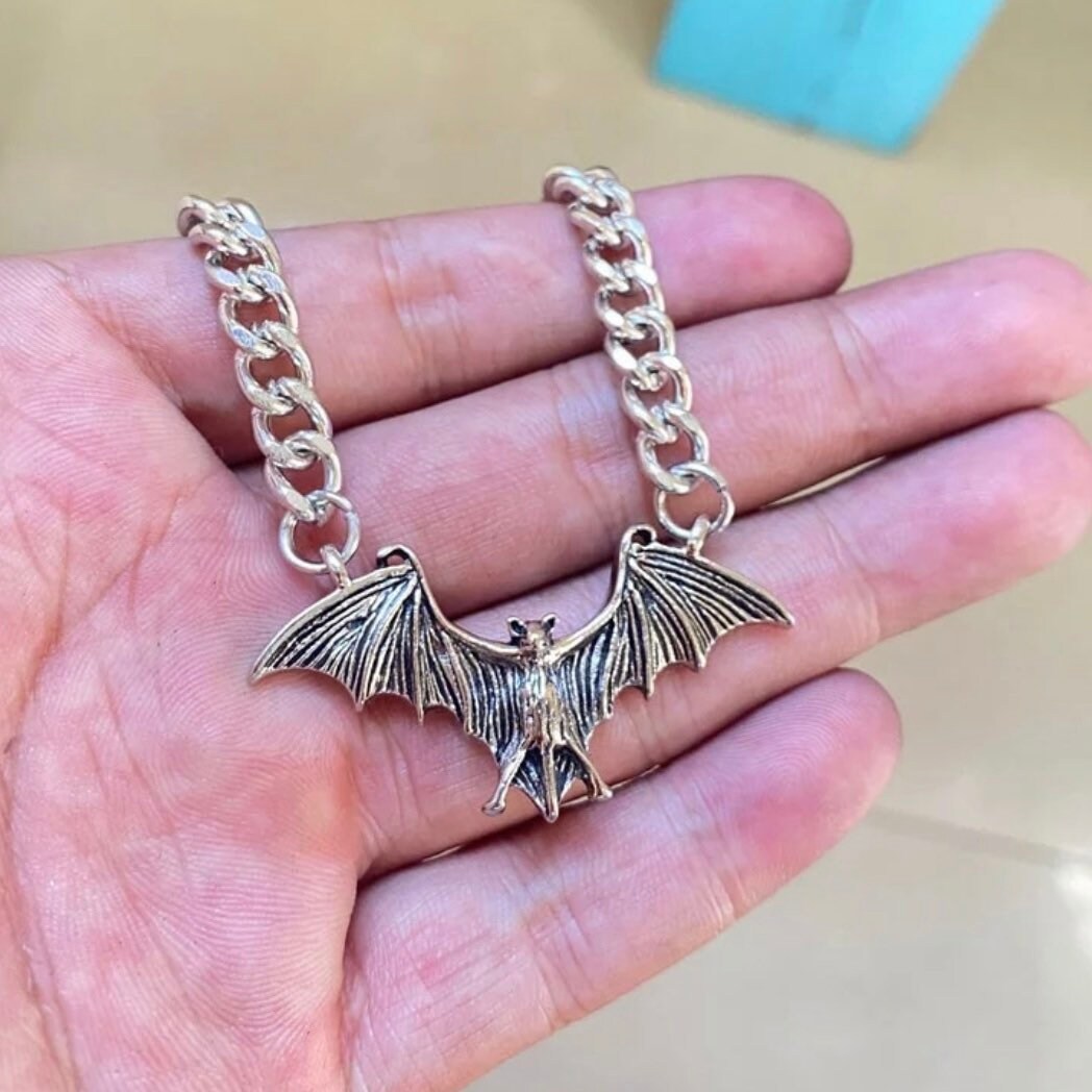 Vintage Punk Gothic Bat Choker Chain Necklace Available With - Etsy UK