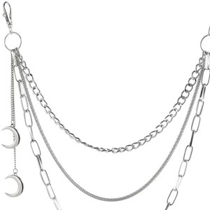 Jeans Pants Triple Layered Side Punk Chain Double Moon Keychain ...