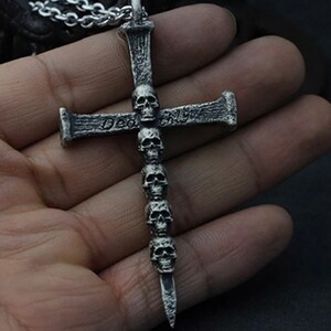 Vintage Black Punk Skull Cross Stainless Steel Pendant - Etsy UK