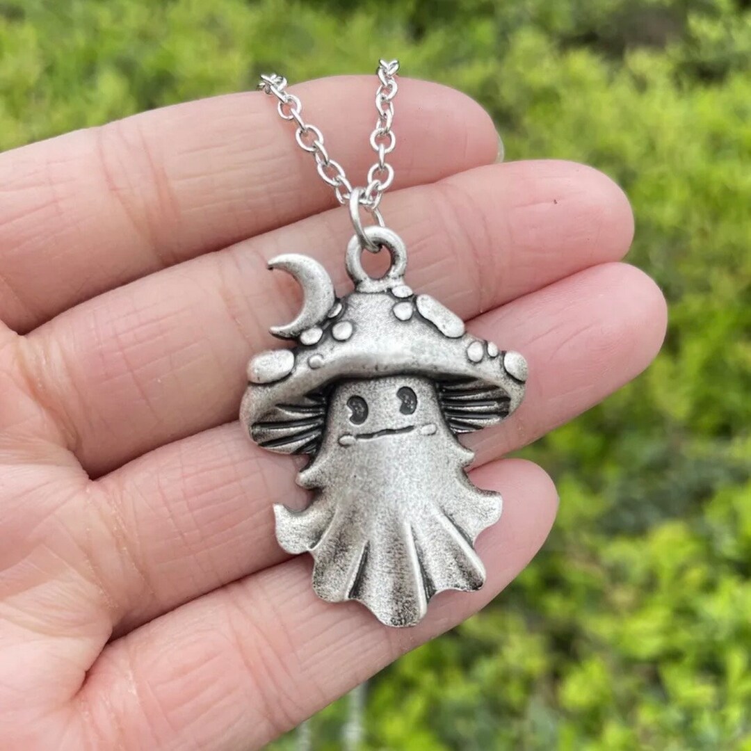 Witchy Forrest Narure Moon Ghost Mushroom Gothic Pendant Necklace - Etsy