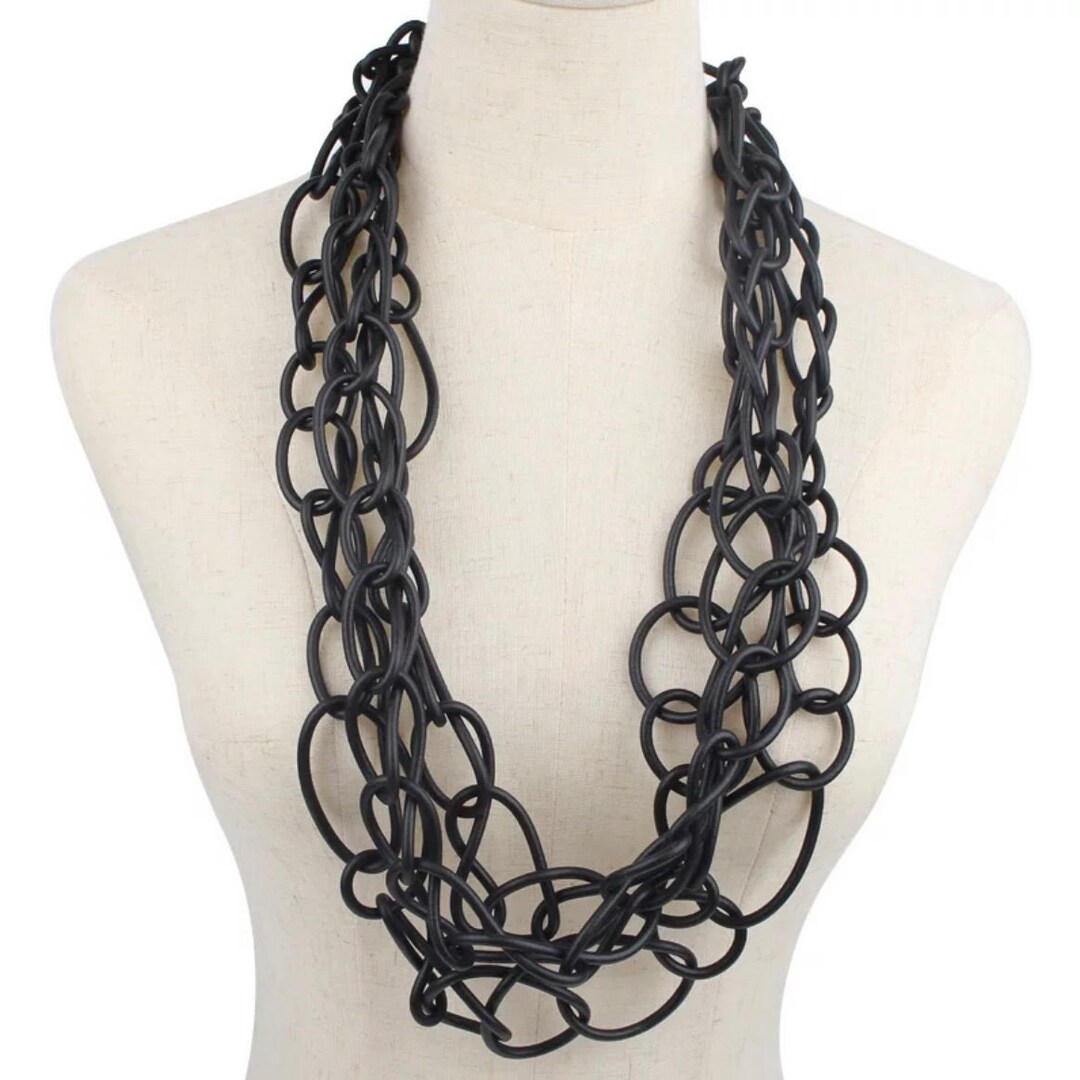 Gothic Three-tier Twisted Rubber Necklace Available in Black or Brown ...