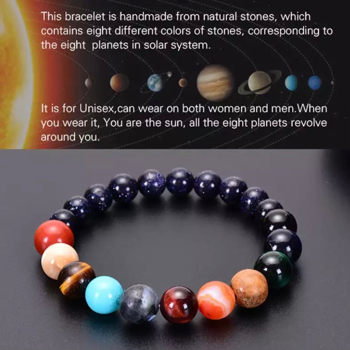 10mm and 8mm Natural Stone Universe Solar System Planets - Etsy UK