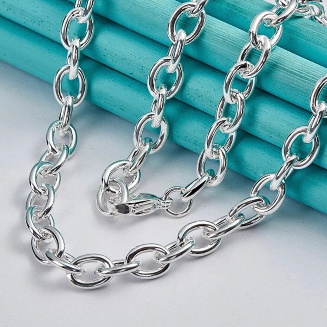 Original Simple Silver Colour Link Chain Necklace With Lobster Clasp - Etsy