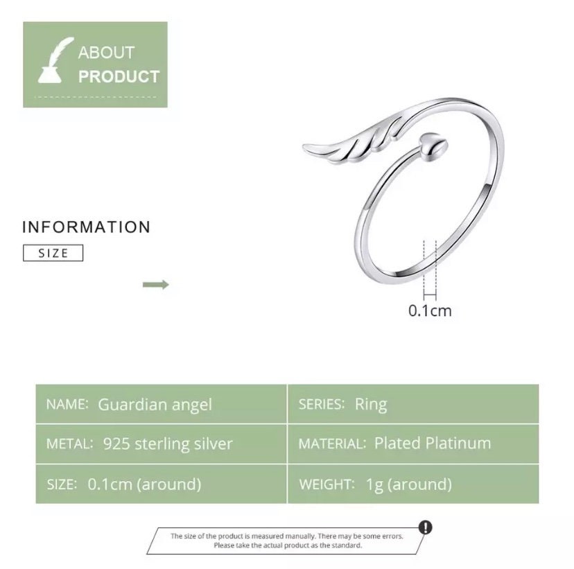 Stunning Silver Delicate Guardian Angel Wing Heart Ring | Etsy