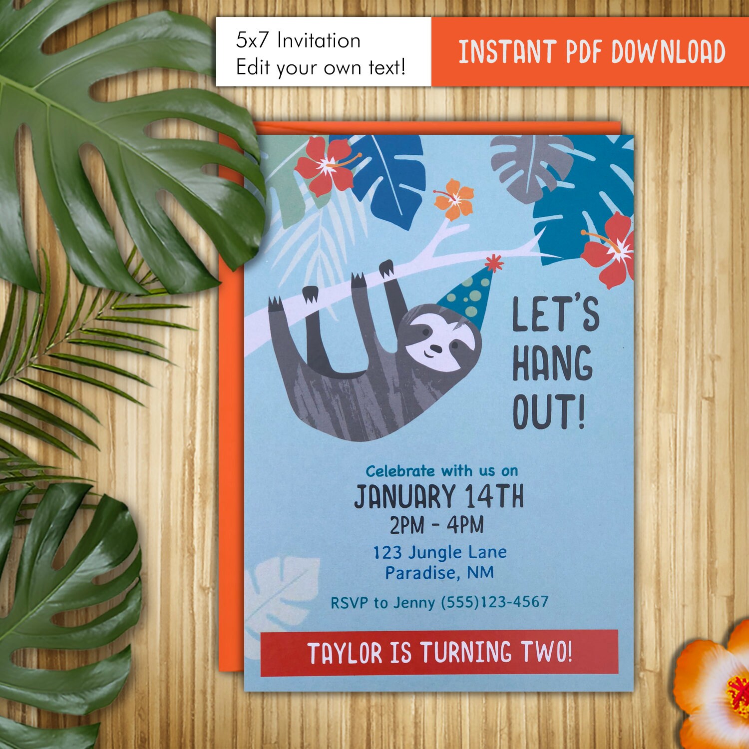 Sloth Party Supplies, Sloth Birthday Invitations With Decorations - 15 ...