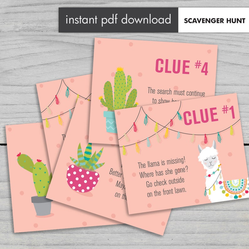 Llama Theme Party Invitations With Decorations - 10 Piece Printable ...