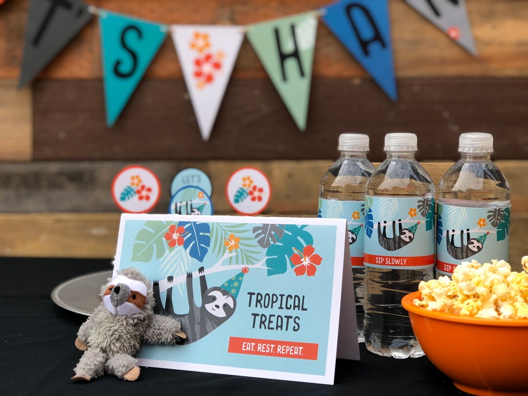 Sloth Party Supplies, Sloth Birthday Invitations With Decorations - 15 ...