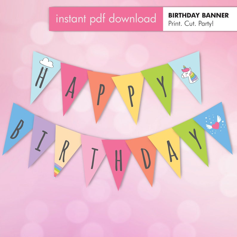 Unicorn & Rainbow Theme Party Invitations With Decorations - 10 Piece ...