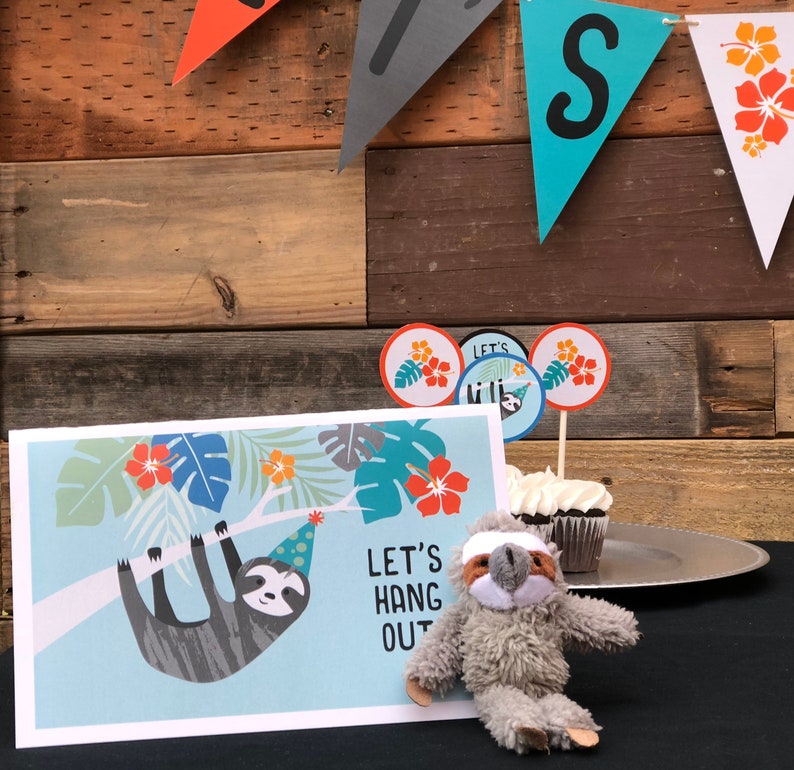 Sloth Party Supplies, Sloth Birthday Invitations With Decorations - 15 ...