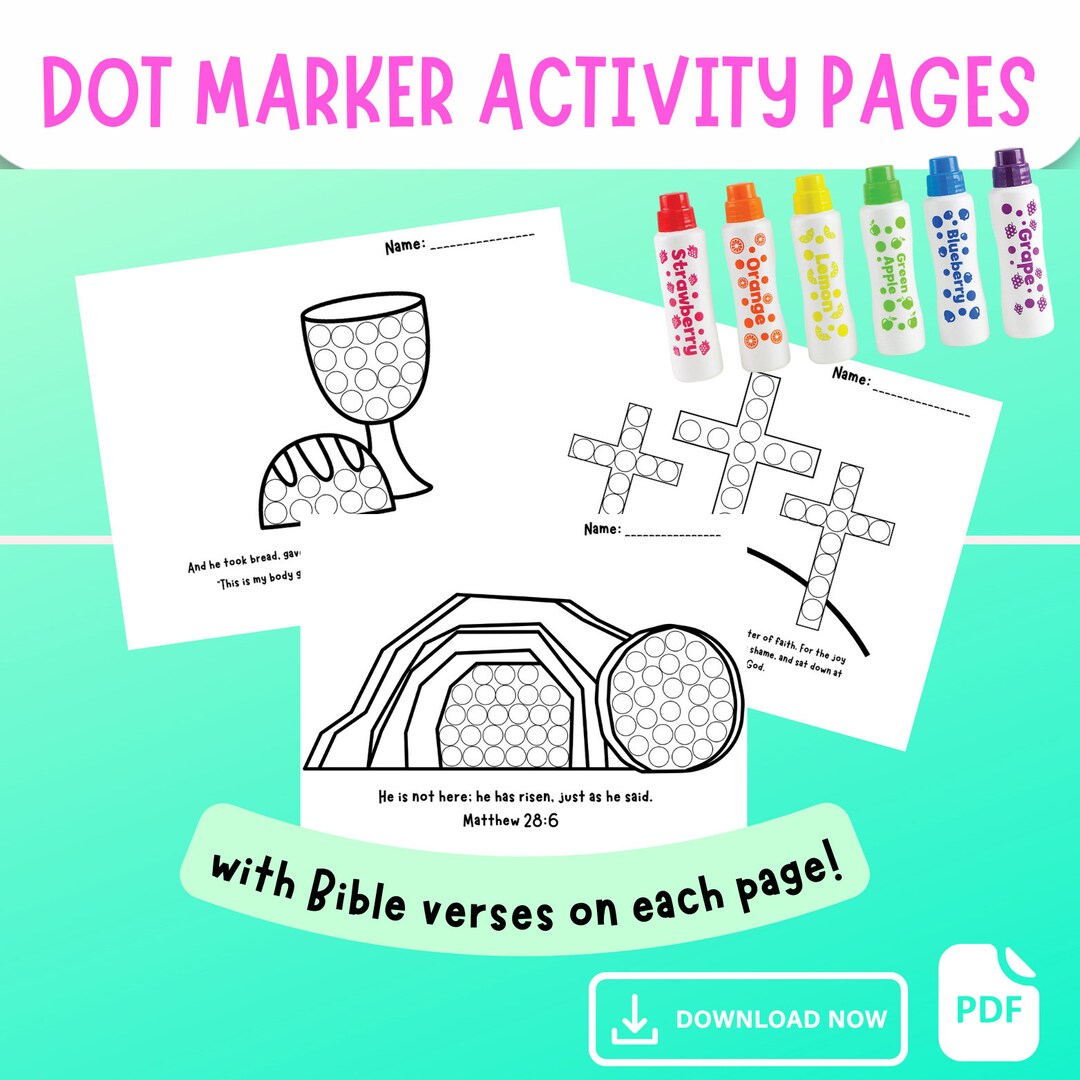 Christian Easter-themed Dot Marker Printable Pages for Preschool Class ...