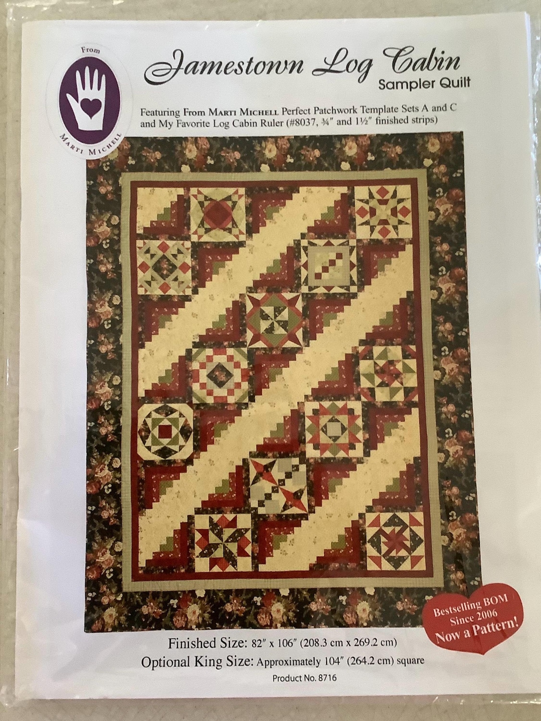 Jamestown Log Cabin Quilt Pattern. Sampler Quilt-12 Months Quilt Along ...