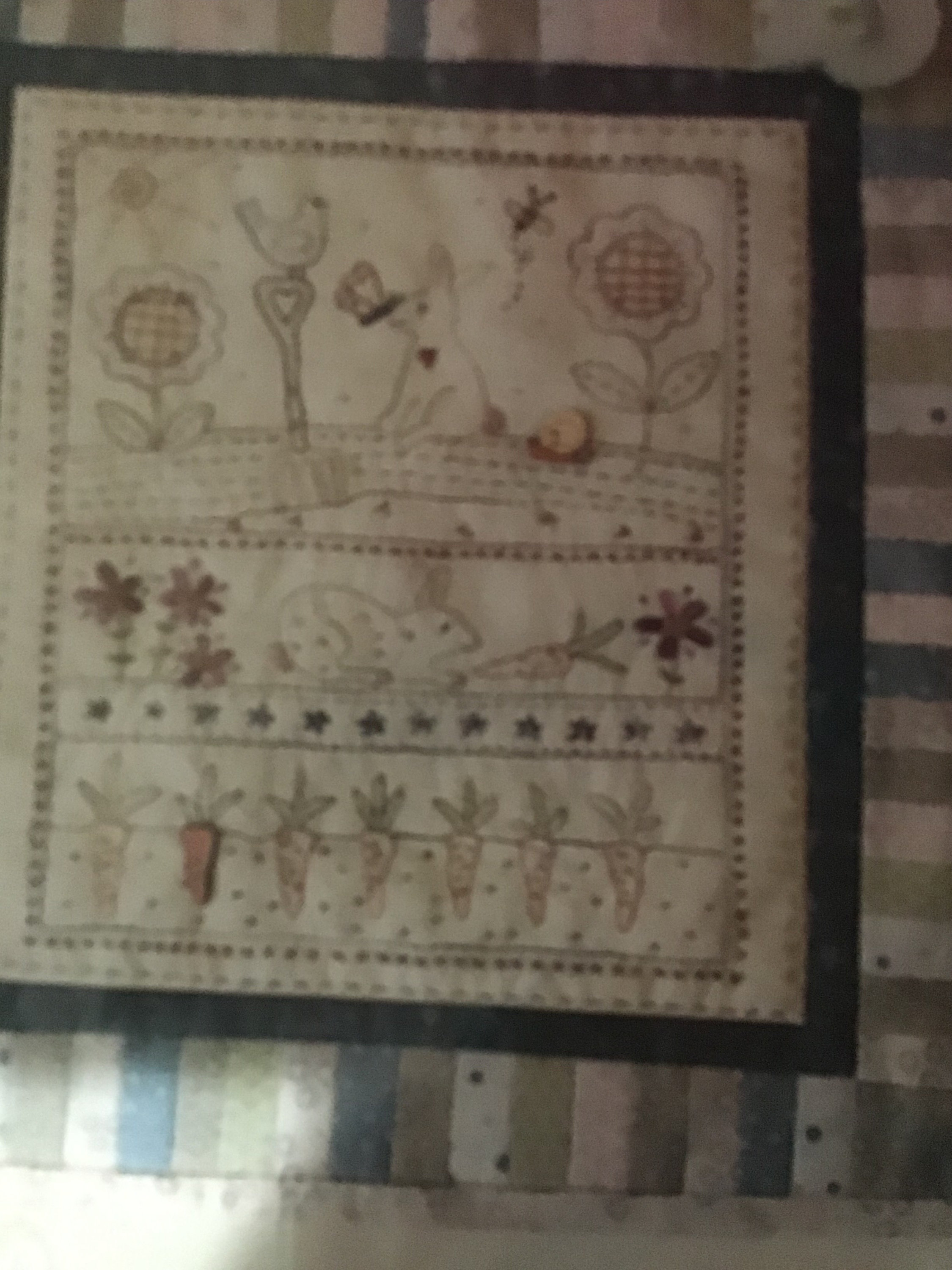 Bunny Garden Redwork Quilt Pattern for 12x13 Wallhanging or Table ...