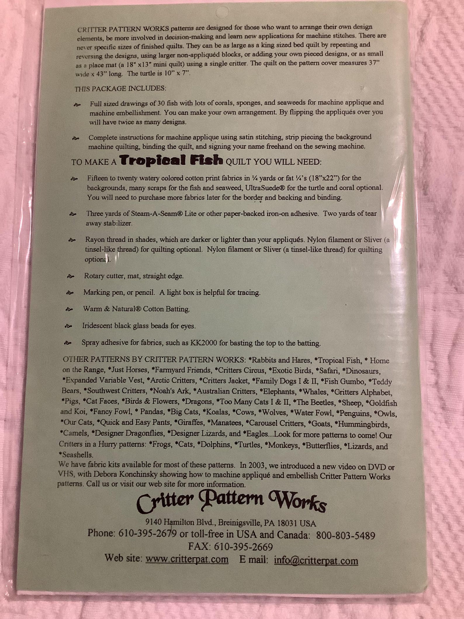Tropical Fish Appliqué Quilt Pattern: Sea Life Designs (vintage) - Etsy