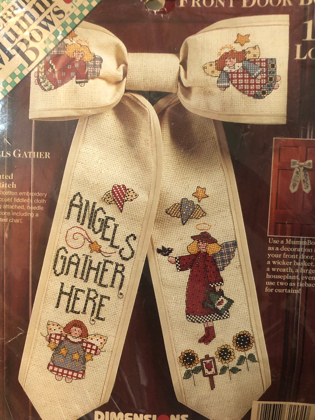 Vintage Debbie Munn Bows Front Door Bow in Counted Cross Stitch by ...