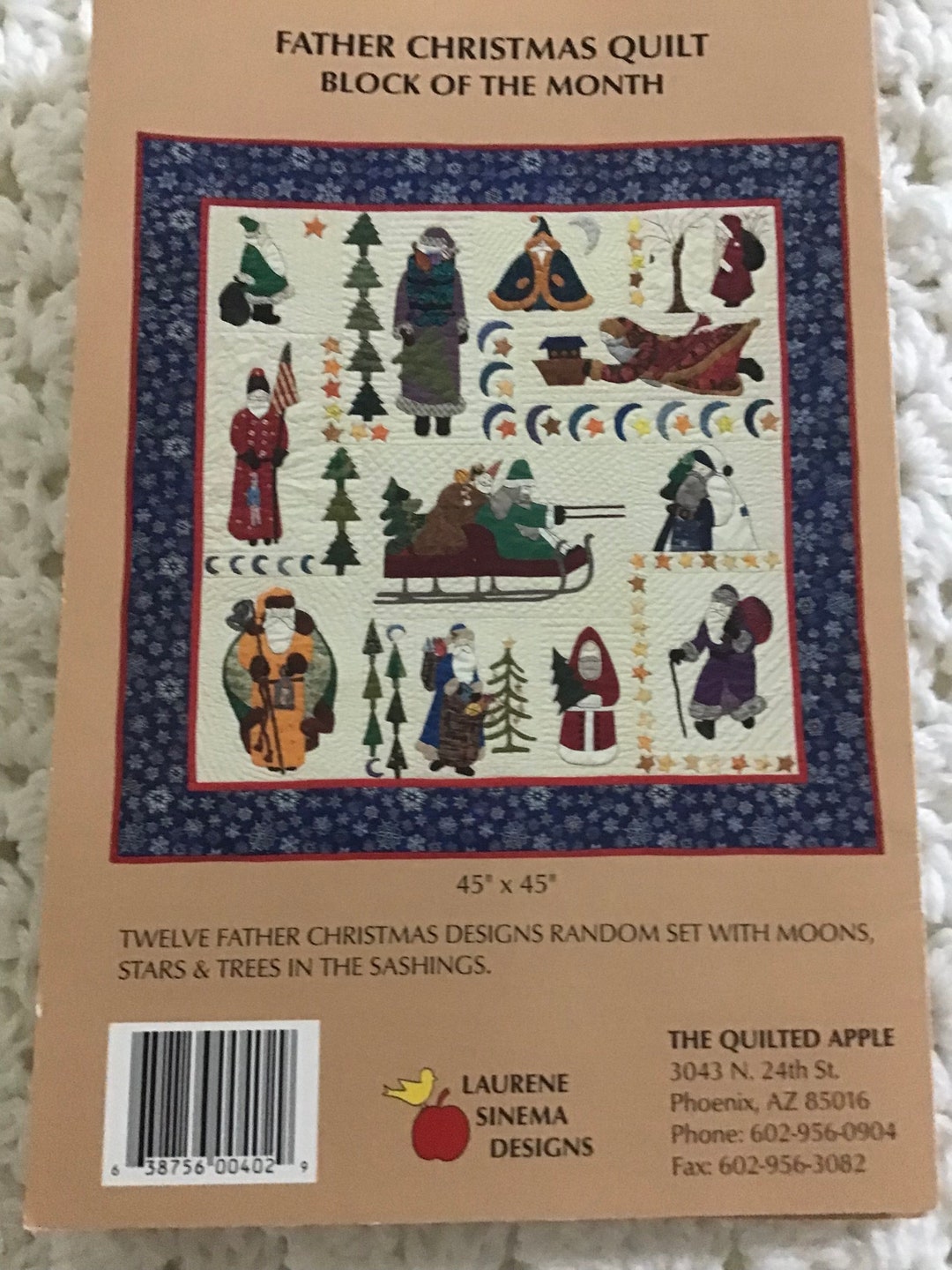Father Christmas Appliqué Quilt Pattern: Block of Month, Vintage ...
