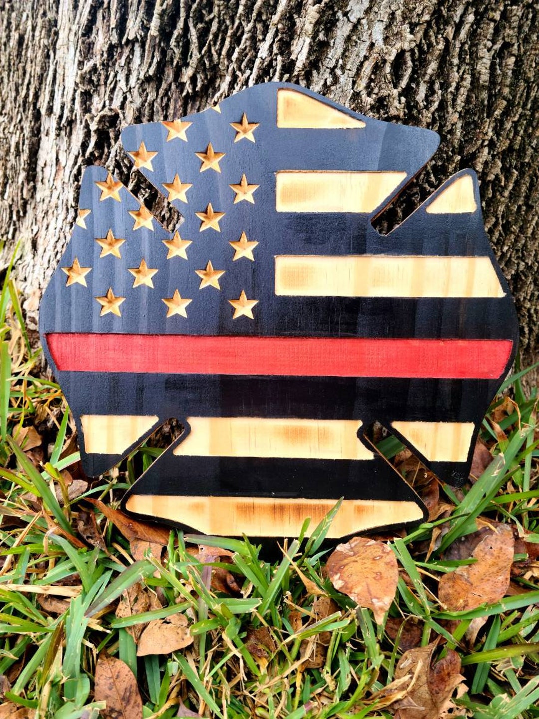 Wood American Flag Firefighter Fireman Cross/maltese Cross (trl)thin ...
