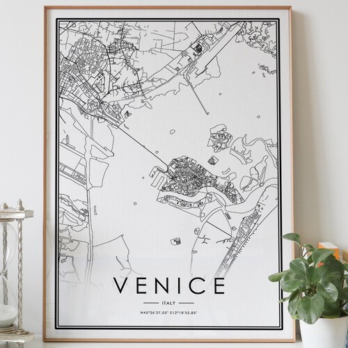Venice Vintage Map Print Venice Map Italy Map Art Venice - Etsy