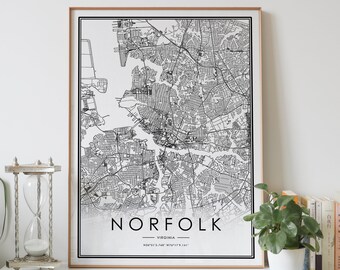 Norfolk Map Poster - Etsy