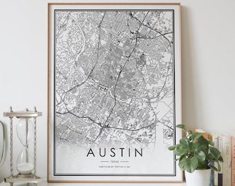 Austin Texas Map Printable - Etsy