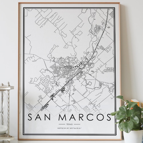 San Marcos Map Print Texas USA Map Art Poster TX United - Etsy