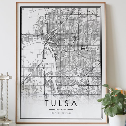 Tulsa Vintage Map Poster Wall Art City Artwork Print - Etsy