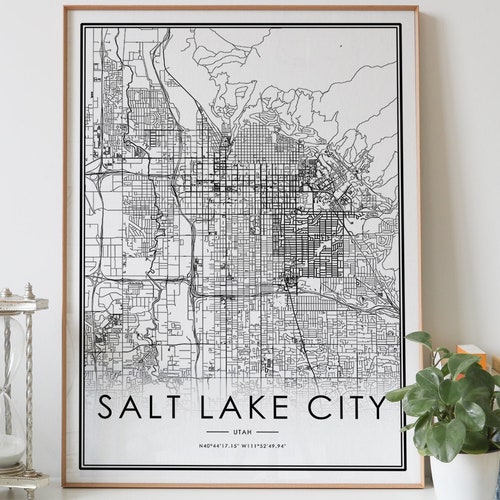 Salt Lake City UT Map Print Utah USA Map Art Poster SLC - Etsy