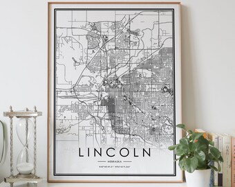 Lincoln City Map Art - Etsy