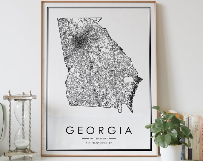 Georgia US Map Print Poster Canvas Georgia United States - Etsy