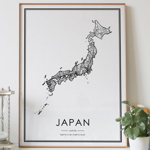 Japan Illustrated Map Printable Wall Art Print Nursery - Etsy