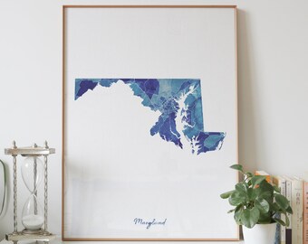 Maryland Map Wall Art | Etsy
