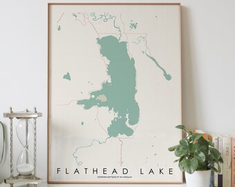 Printable Map of Flathead Lake Montana United States - Etsy